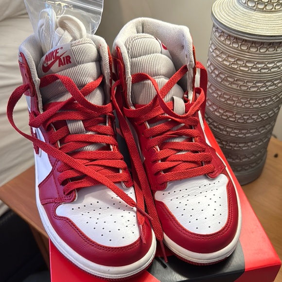 Jordan | Shoes | Nike Air Jordan Red And White Hightop Sneakers | Poshmark